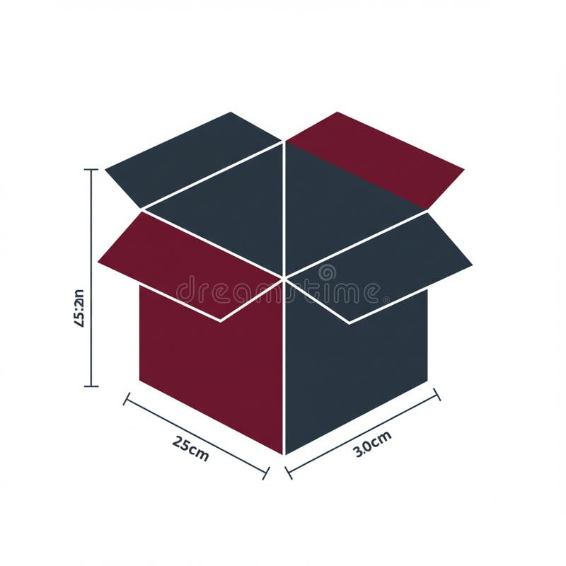 Open Rectangular Box Illustration with Measured Dimensions: 45.2 Cm in ...