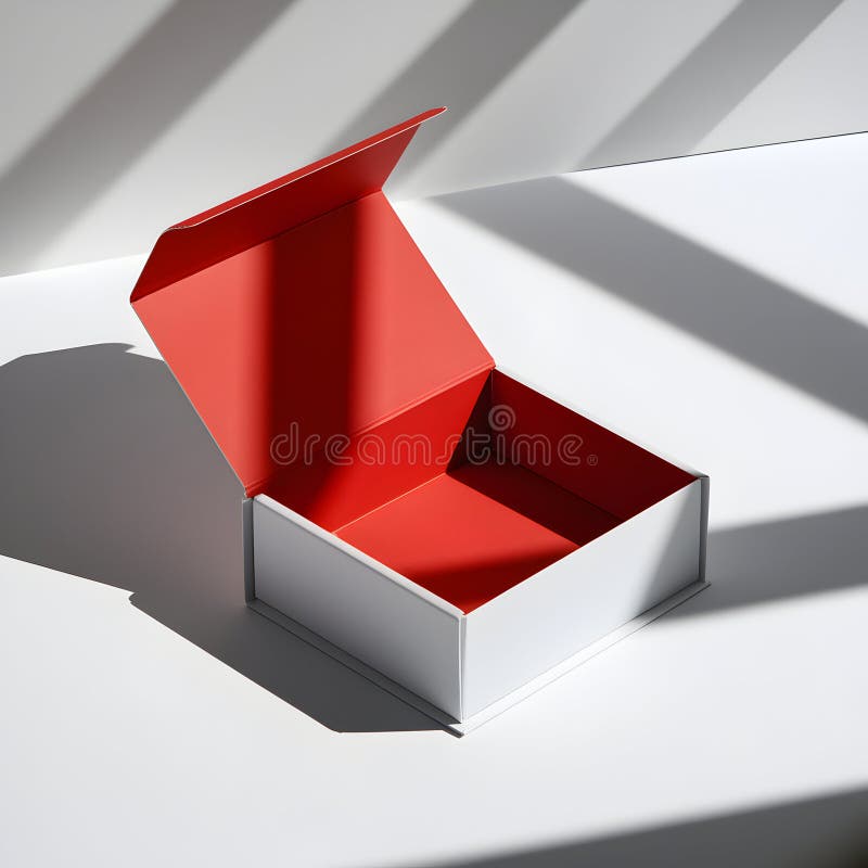 Open Rectangular Box with Sharp Red Interior Contrasts with Its ...