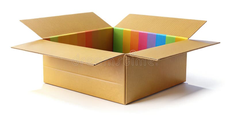 Open Rectangular Cardboard Box Packaging Bright Colorful Product ...