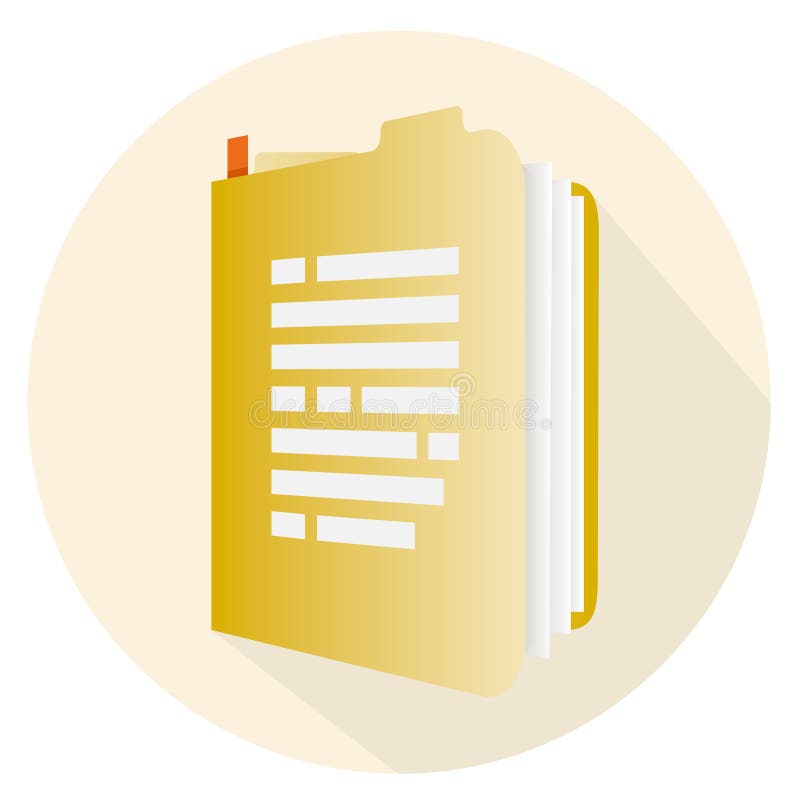 Open Rectangular Folder in Round Icon Stock Illustration - Illustration ...