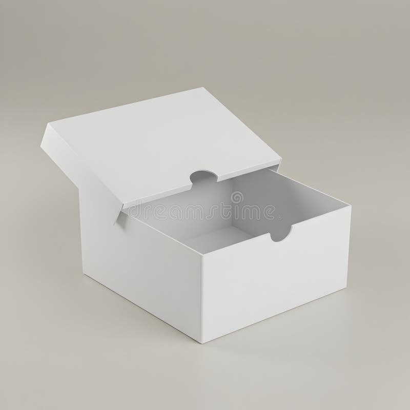 A Closed, Rectangular White Box Rests on a Smooth, Gray Surface Stock ...