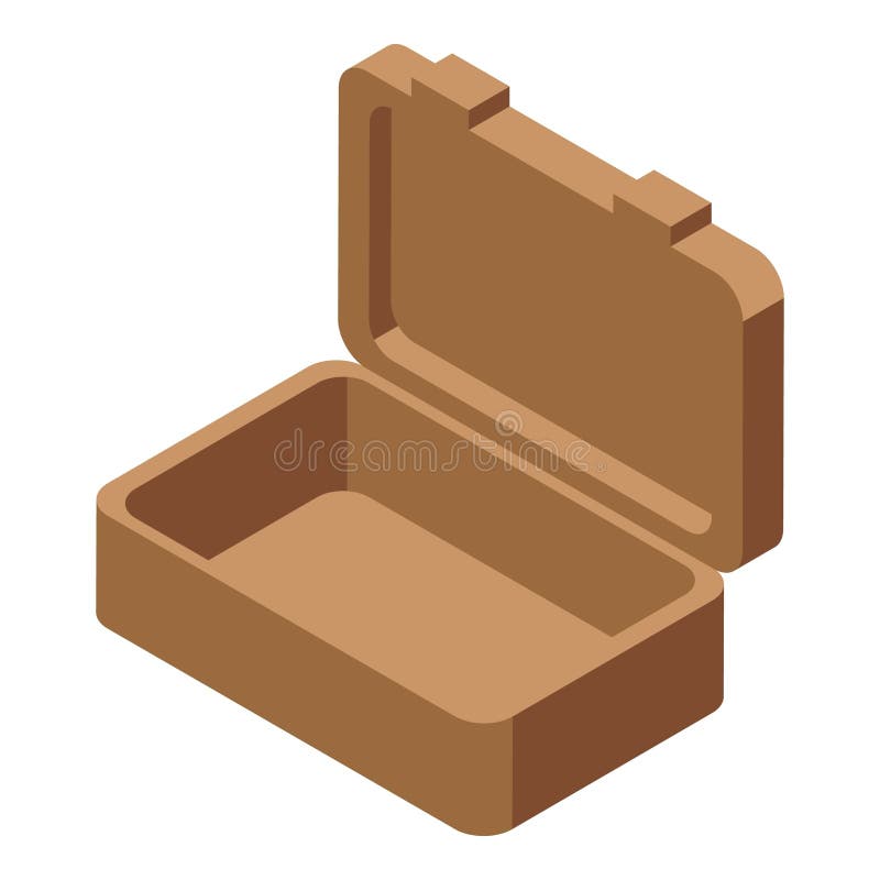 Open Rectangular Wooden Box with Hinged Lid Isometric View Stock Vector ...