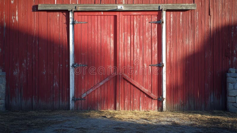 Open Red Barn Doors stock image. Image of countryside - 378119589