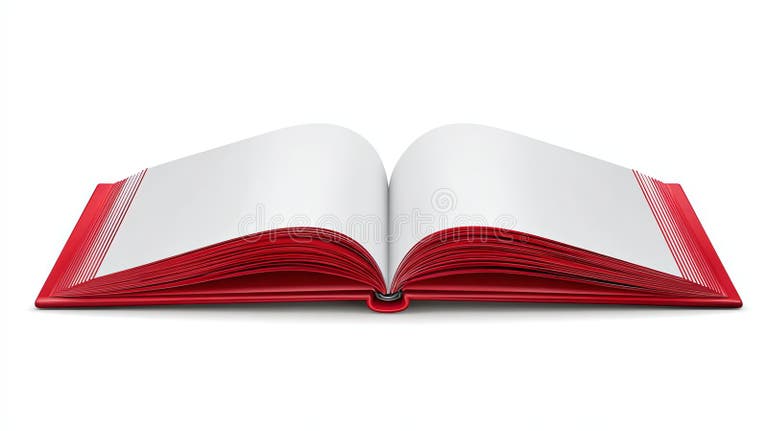 Open Red Book with Blank Pages on White Background Stock Photo - Image ...
