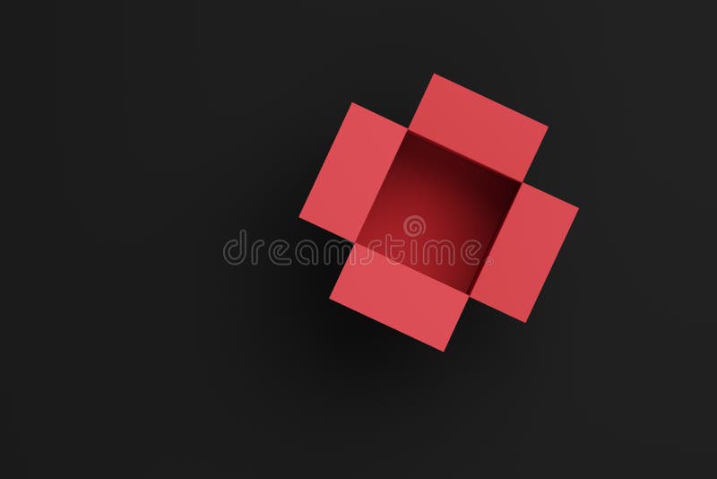 Open Red Box on a Black Background, Place for Text, Place for Logo ...