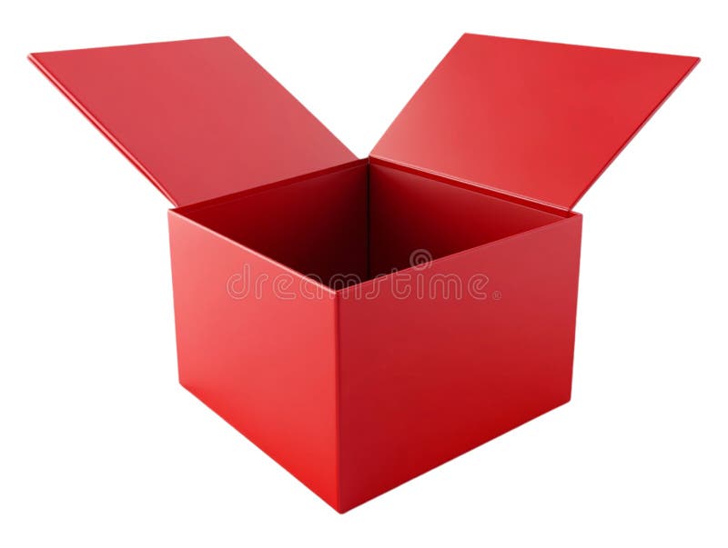An Open Red Box Isolated Against a Transparent Background Ideal for ...