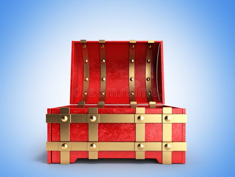 Open Red Chest Empty 3d Render on a Gradient Background Stock ...