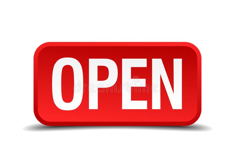 Open red 3d square button stock vector. Illustration of soon - 88342690