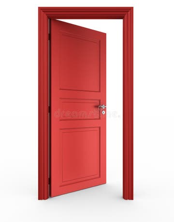 Open red door stock illustration. Illustration of frame - 9360645