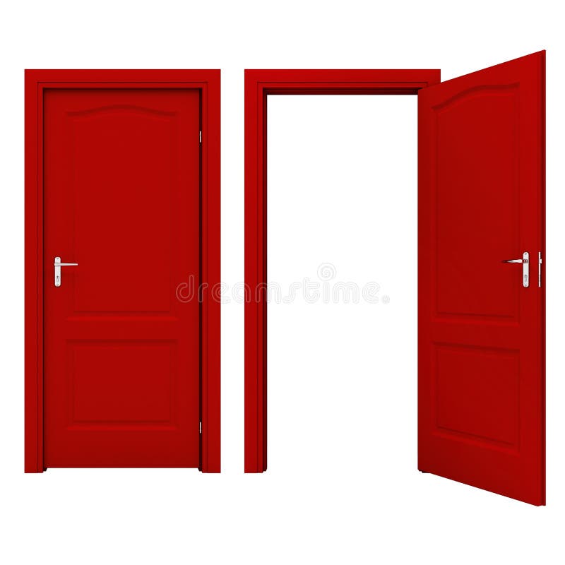 Open Red Door Isolated on a White Background Stock Illustration ...