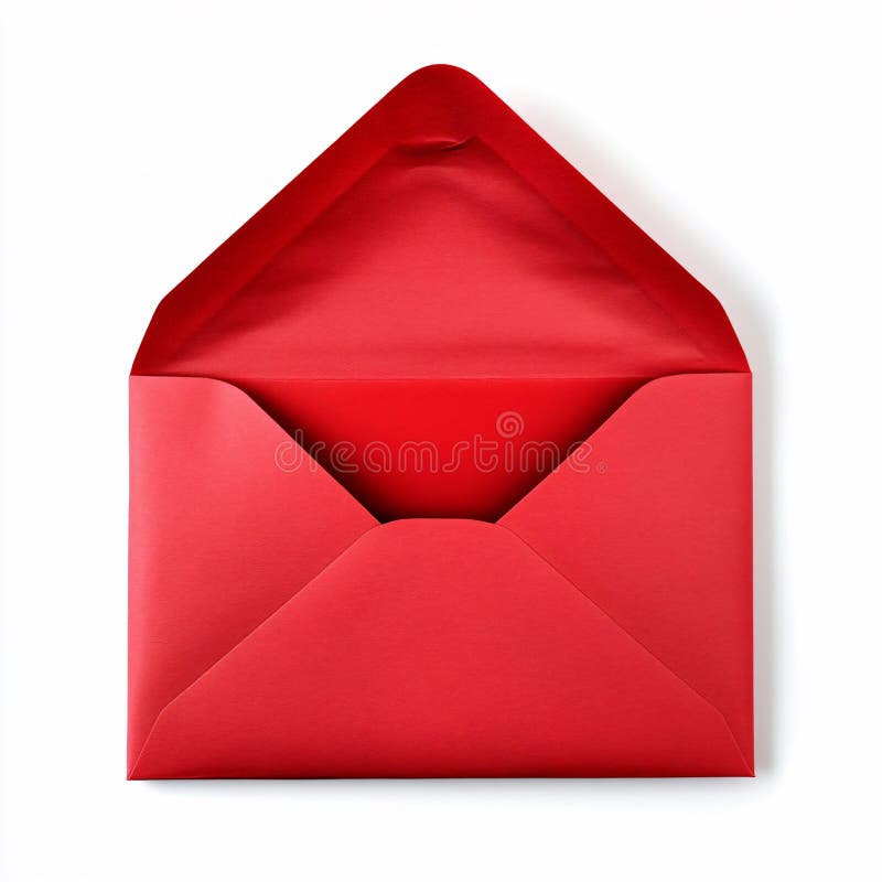 Open Red Envelope Mockup Isolated on White High Quality Image Stock ...