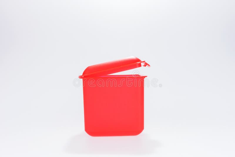 Open Red Food Plastic Container Isolated Stock Photo - Image of ...