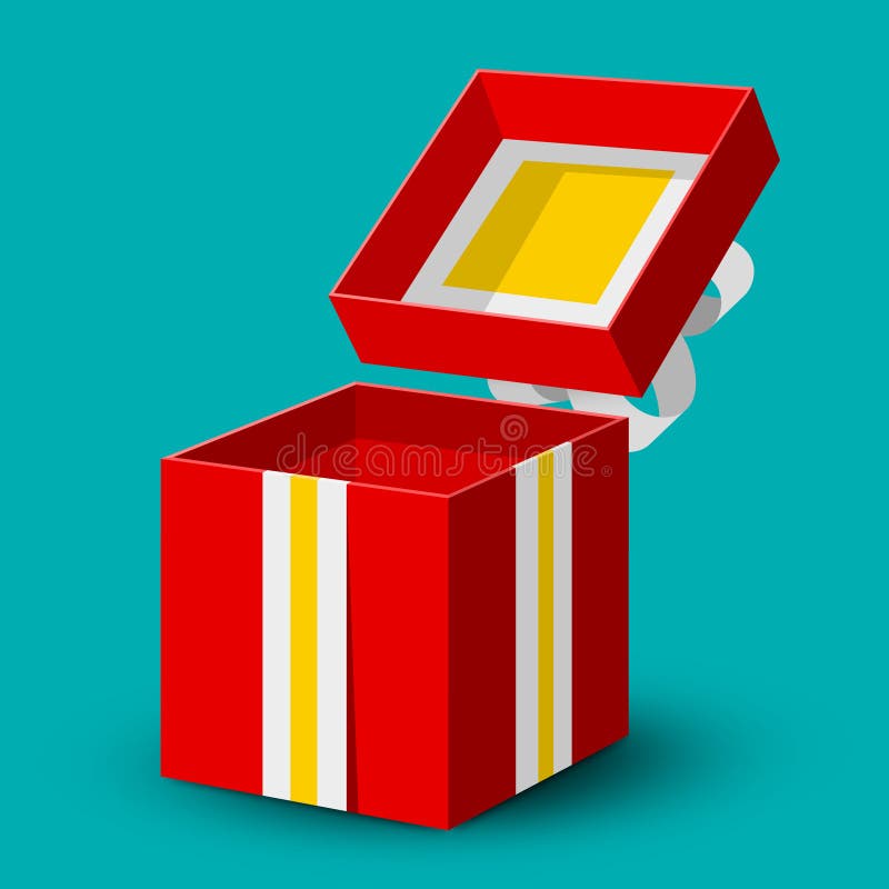 Open Red Gift Box Icon with Gold and Silver Bow Stock Vector ...