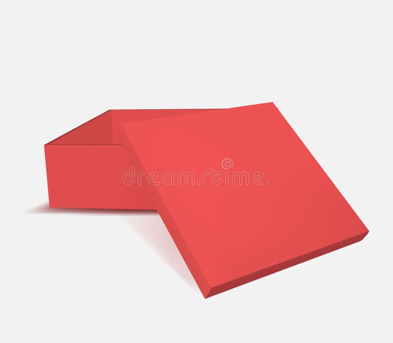 Open red gift box with lid stock vector. Illustration of vector - 176255521