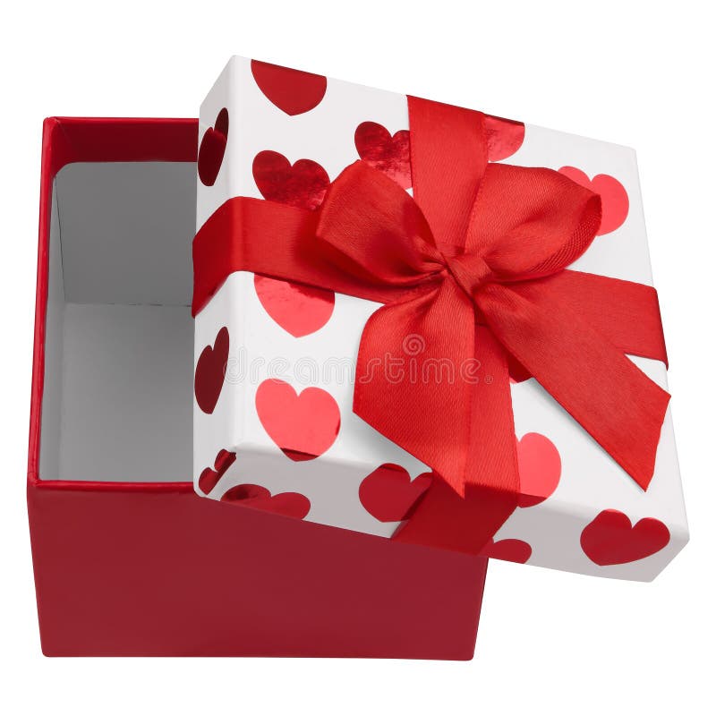 Open Red Gift Box with Ribbon and Bow Isolated on White Background ...