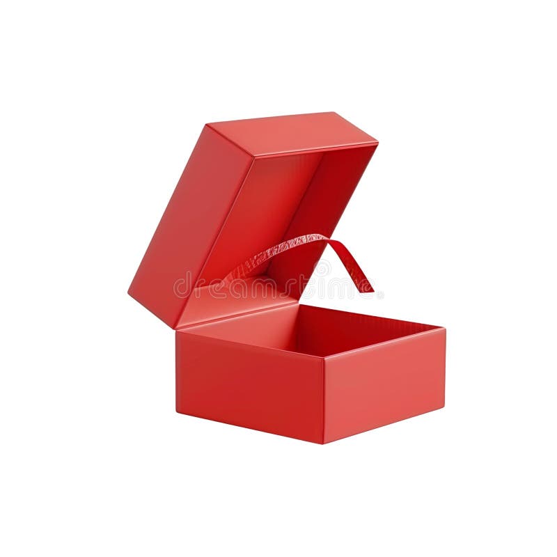 Open Red Gift Box on White Background Stock Image - Illustration of ...