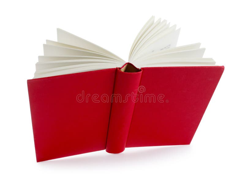 Open Red Hardcover Book Isolated on White Stock Photo - Image of ...