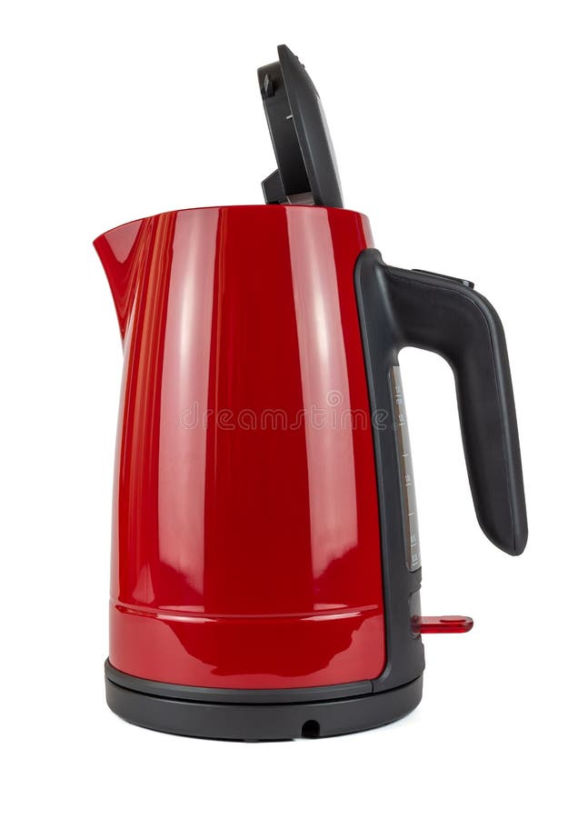 Red Kettle Cut Out on White Stock Image - Image of handle, design ...