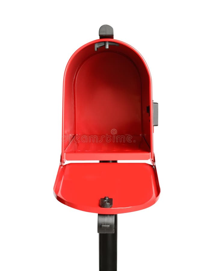 Open Red Letter Box with Correspondence on White Background Stock Photo ...