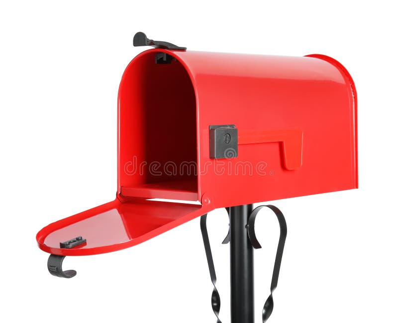 Open Red Letter Box on White Background Stock Image - Image of business ...