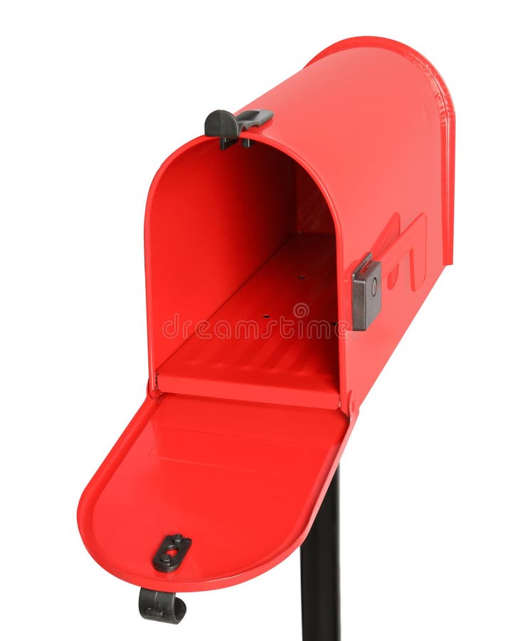 Open Red Letter Box on White Background Stock Image - Image of metal ...