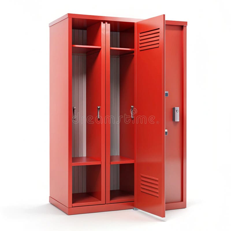 Open Red Locker Isolated on White Stock Illustration - Illustration of ...