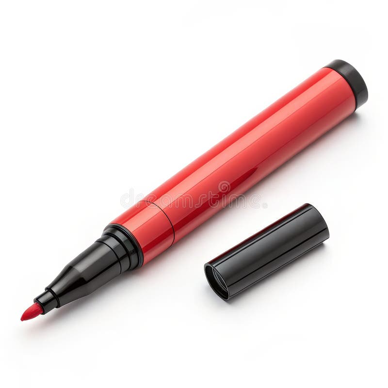 Open Red Marker on White Background, Stationery ,drawing Stock ...