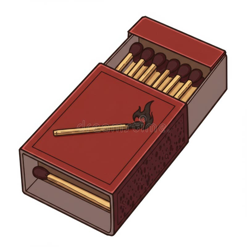 Open Red Matchbox with Burnt Matches on Top in a Pixel Art Style ...
