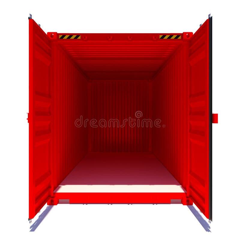 Open Red Shipping Container. Front View Stock Illustration ...