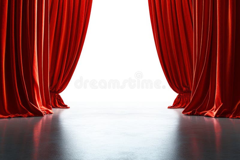 An Open Red Stage Curtain, Captured in a Photo, with a Transparent ...