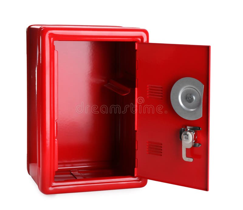 Open Red Steel Safe Isolated Stock Image - Image of isolated, open ...