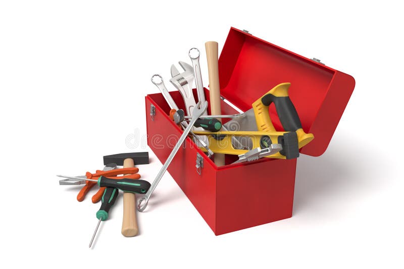 Open Red Toolbox with Tools Spilling Out Stock Image - Image of ...