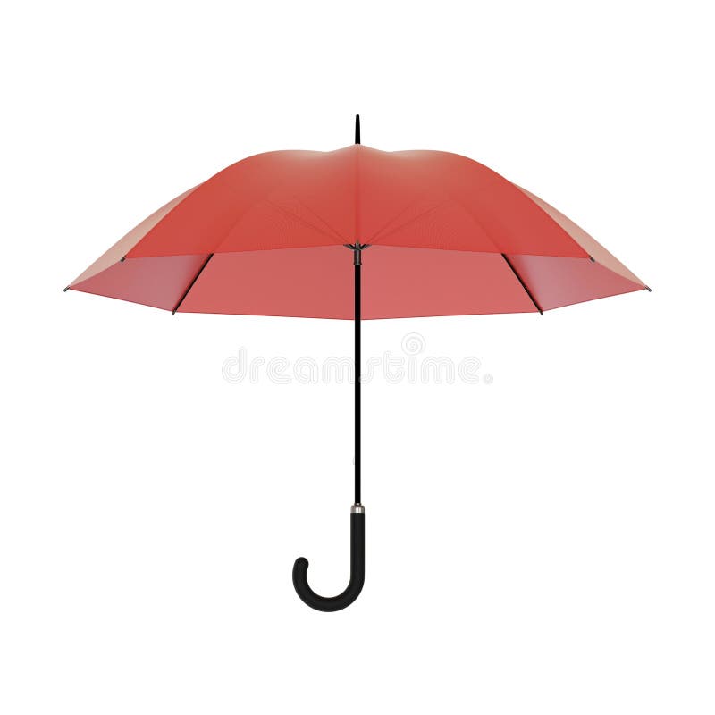 Open Red Umbrella with Black Handle, Isolated on White Background Stock ...