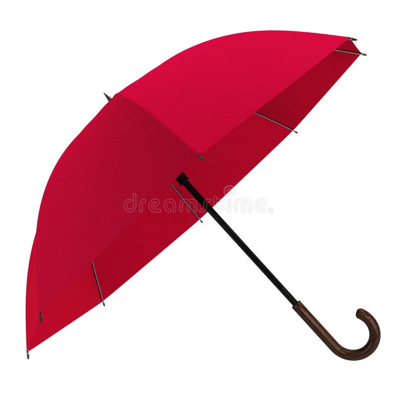 Open Red Umbrella Isolated on White Background. Stock Image - Image of ...
