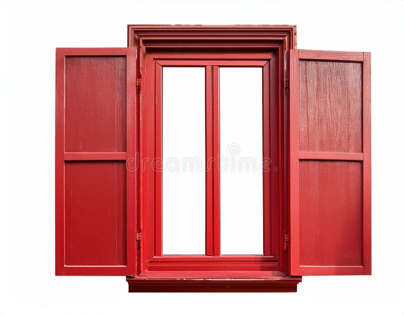 Open Red Window Frame Against a Bright Background Showcasing Simplicity ...