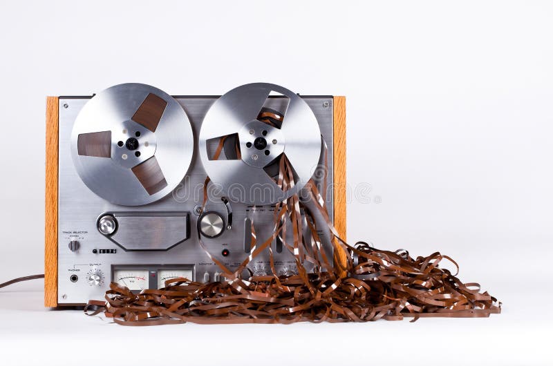 Open Reel Tape Deck Recorder Player with Messy Entangled Tape Stock ...