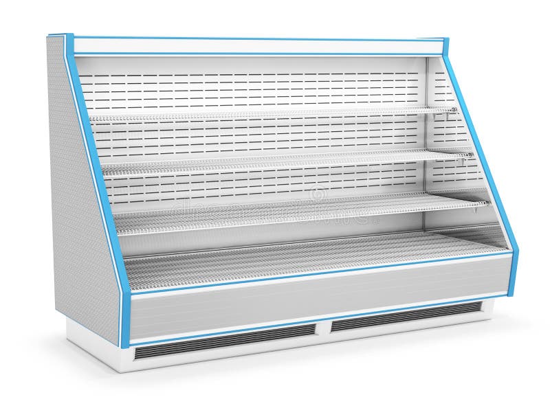Open Refrigerated Display Case with Shelves. Stock Illustration ...
