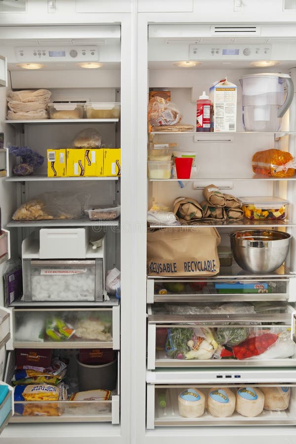 Refrigerator Full with Some Kinds of Food Stock Photo - Image of bread ...