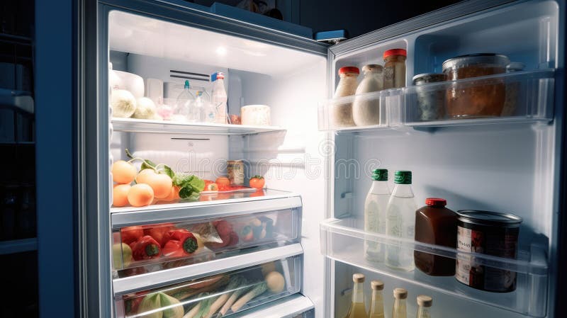 Open Refrigerator stock illustration. Illustration of organic - 276571492