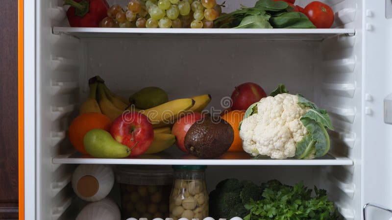 Open Refrigerator Full of Many Different Products Stock Image - Image ...