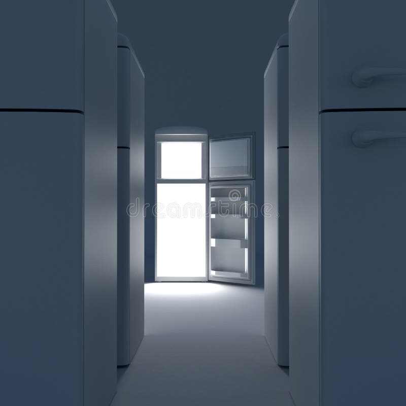 Open Refrigerator with Lights Inside. Stock Illustration - Illustration ...