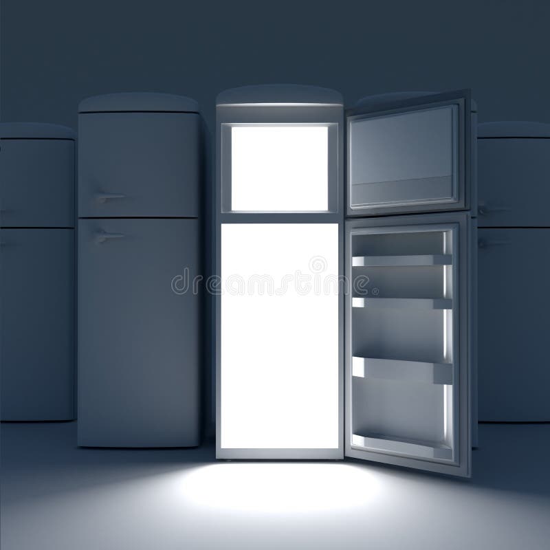 Open Refrigerator with Lights Inside. Stock Illustration - Illustration ...
