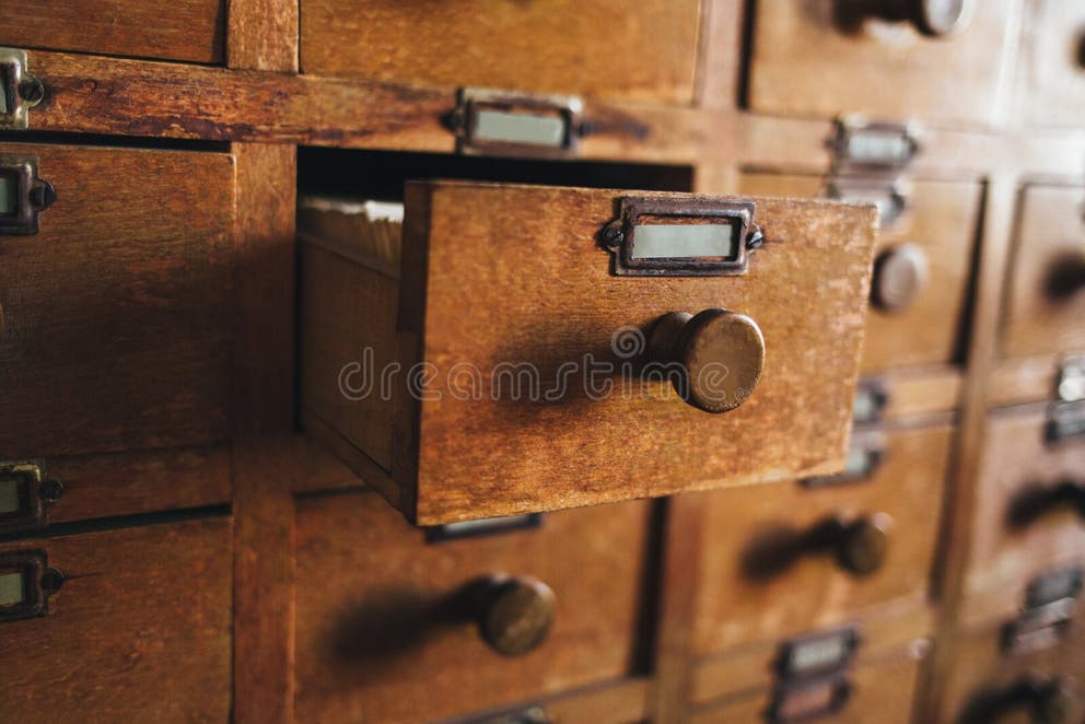 Open Retro File Catalog Box Stock Photo - Image of archive, drawer ...