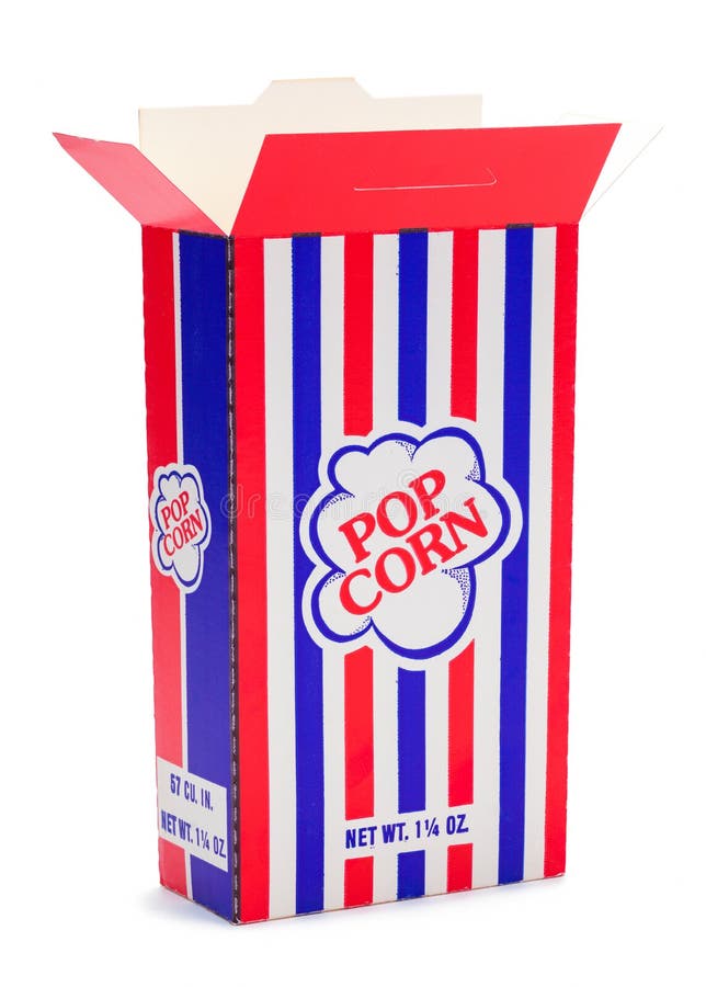 Open Retro Popcorn Box stock image. Image of popcorn - 243401845