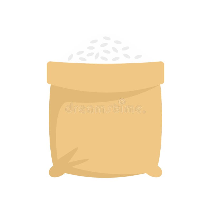 Open Rice Sack Icon, Flat Style Stock Vector - Illustration of ...