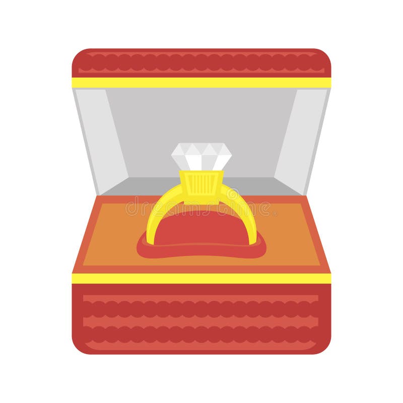 Open Ring Box with Gold Ring and Diamond Isolated on White Background ...