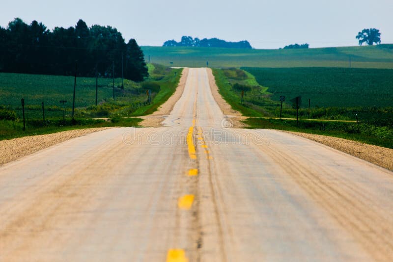 Open Road Center and Low Leading To Lush Green Fields Stock Image ...