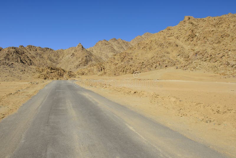 Open desert road. stock photo. Image of center, landscape - 4487562