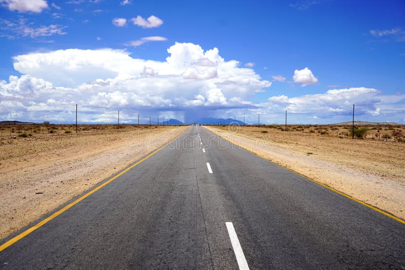 Open Road in a Desert Landscape Stock Photo - Image of desert, dividing ...