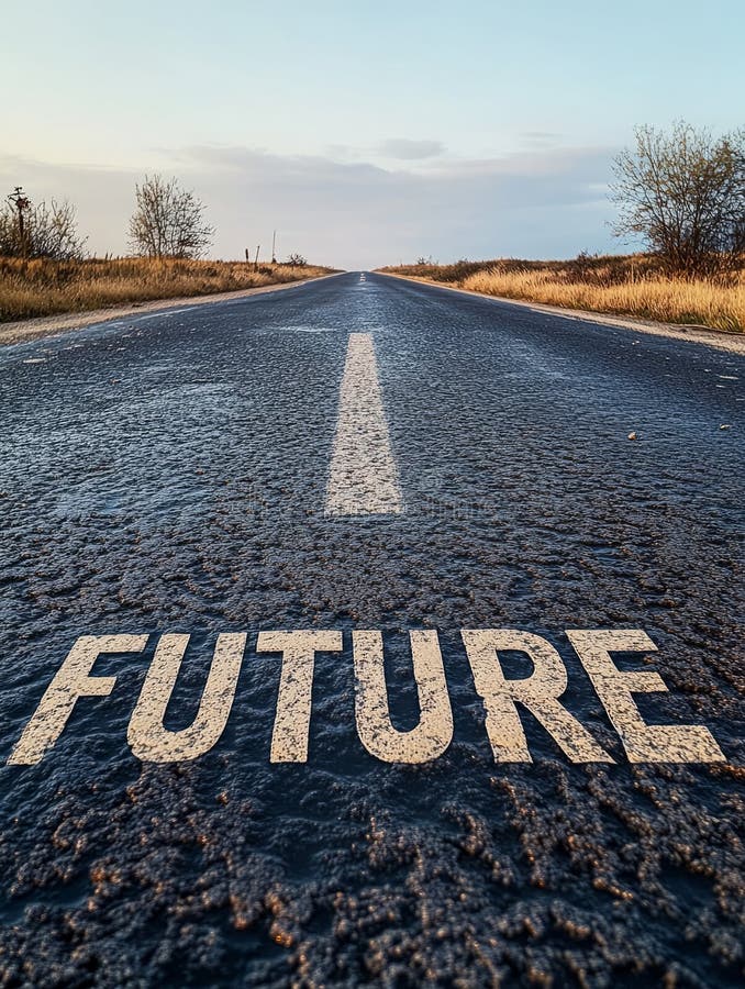 Open Road with FUTURE Painted, Leading into Distance. Stock Photo ...